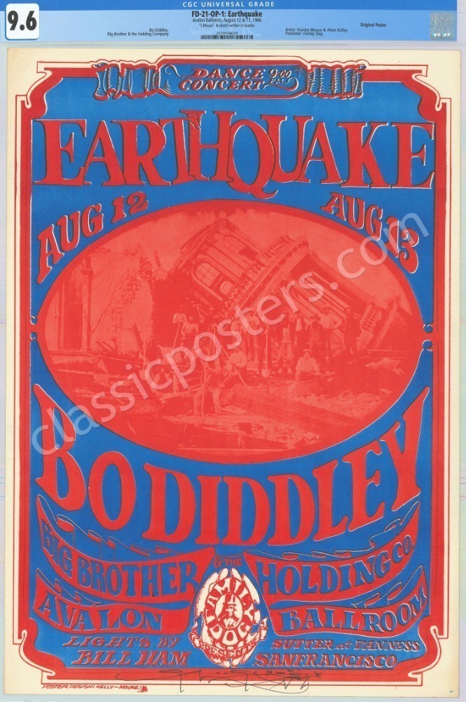 Signed and Certified Original FD-21 Earthquake Poster